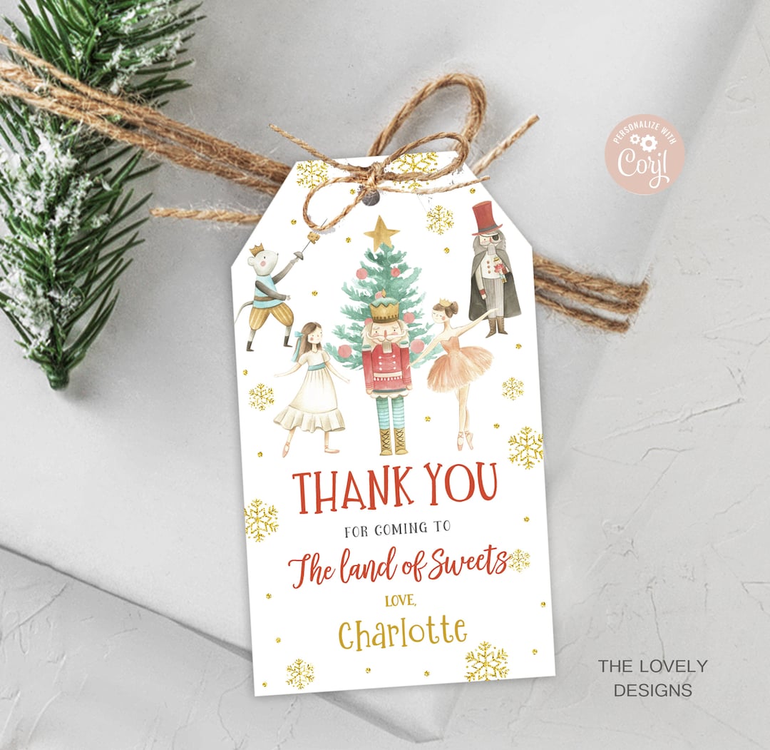 Editable Nutcracker Favor Tag Nutcracker Watercolor Gift Tag Sugar Plum ...