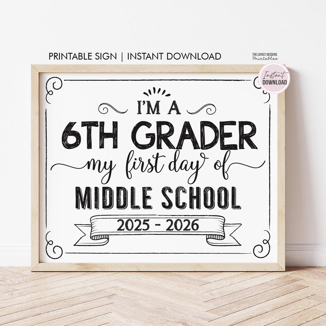 6th Grade First Day of School Sign: Chalkboard Printable (digital ...