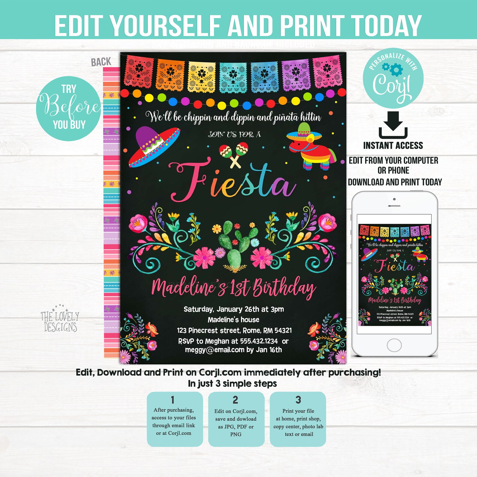 Piñata Fiesta Invitation EDITABLE Invitation Pinata Fiesta - Etsy