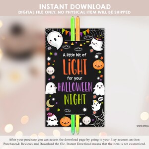 Glow Stick Halloween A Little Light for Halloween Night Card Printable ...