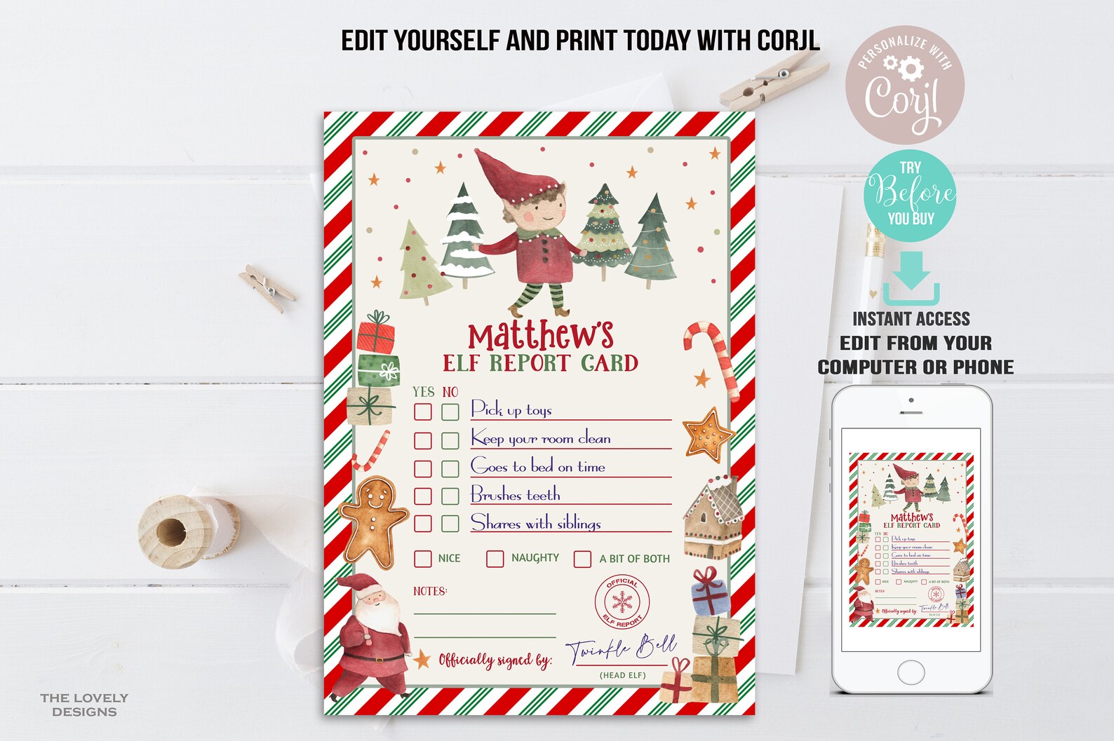 EDITABLE Elf Report Card Christmas Elf Report Card Santa Claus - Etsy