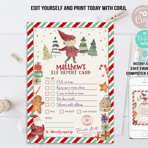 EDITABLE Elf Report Card Christmas Elf Report Card Santa Claus Elf Game ...