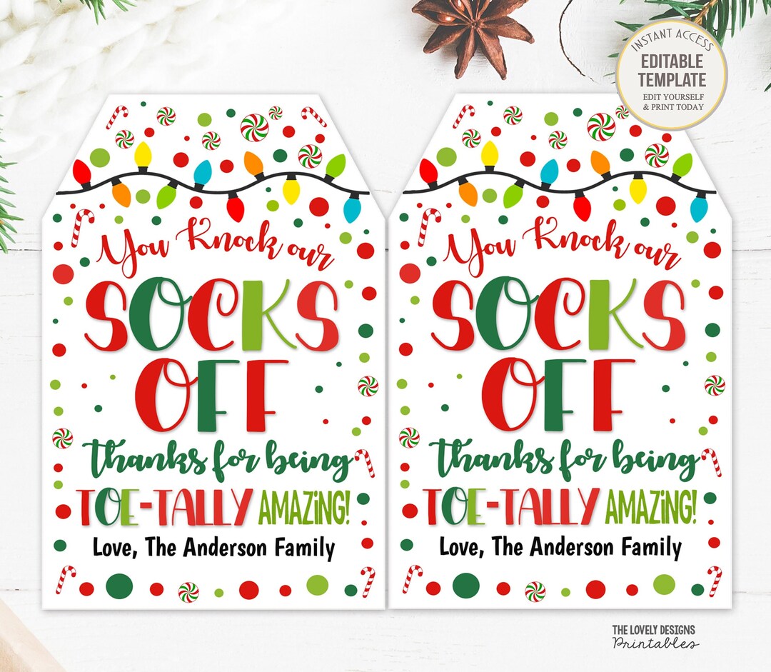 Christmas Sock Gift Tags Staff Toe-tally Amazing Teacher Staff Nurse ...