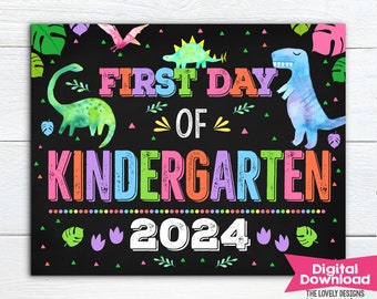 Girl Dinosaur First Day of Kindergarten Sign Instant Download Trex Girl ...
