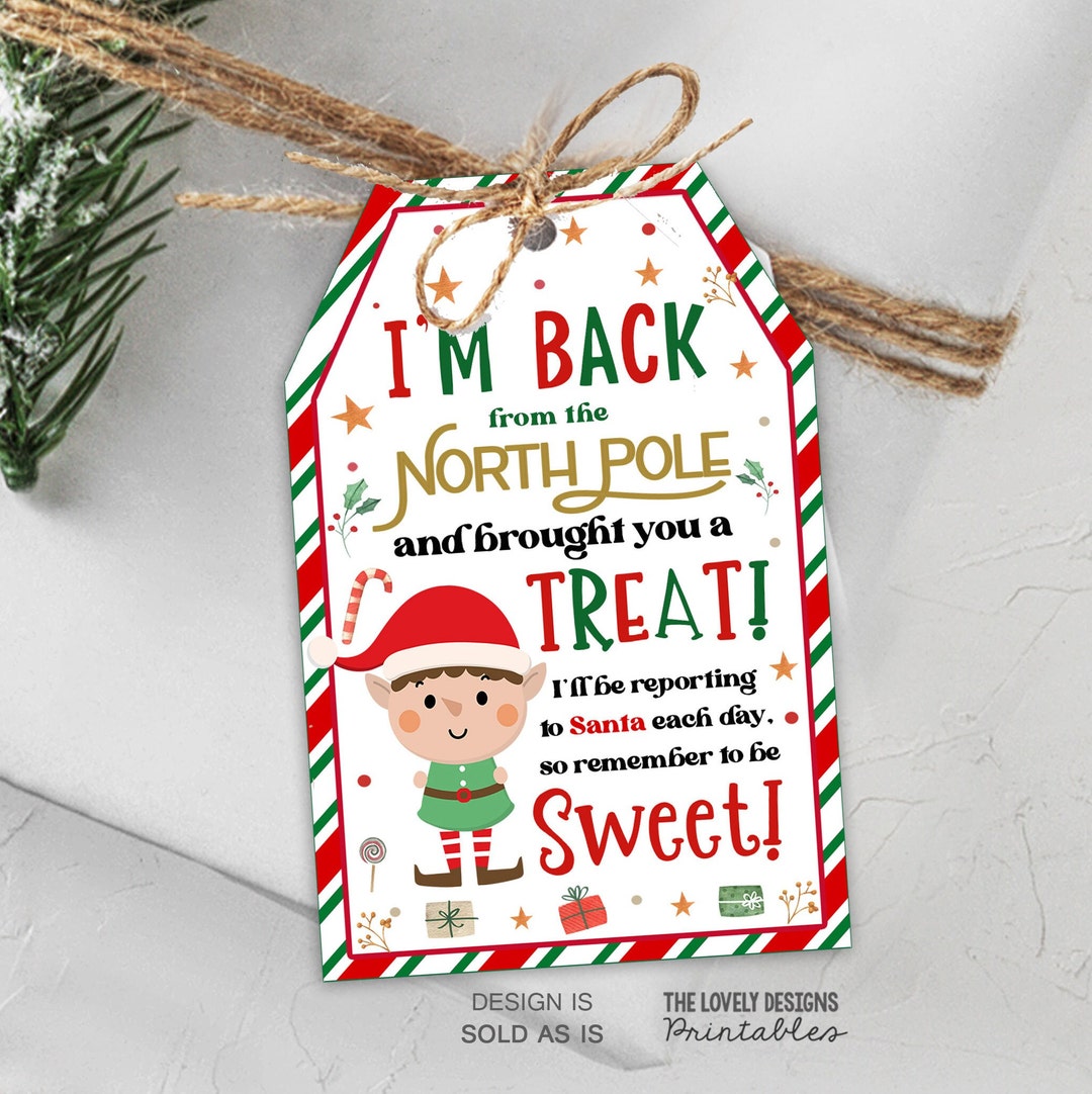 Elf I'm Back Tag Elf Hello Favor Tag Elf Treat Tags Elf Ideas Elf ...