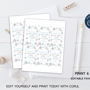 Editable Winter Onederland Favor Tags Winter Birthday Gift Tags ...
