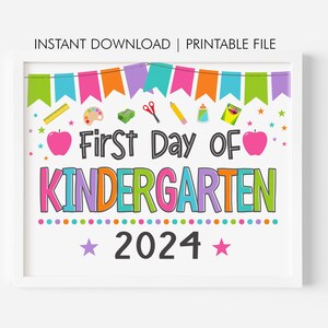 Girl First Day of Kindergarten Sign Printable Back to School Sign ...
