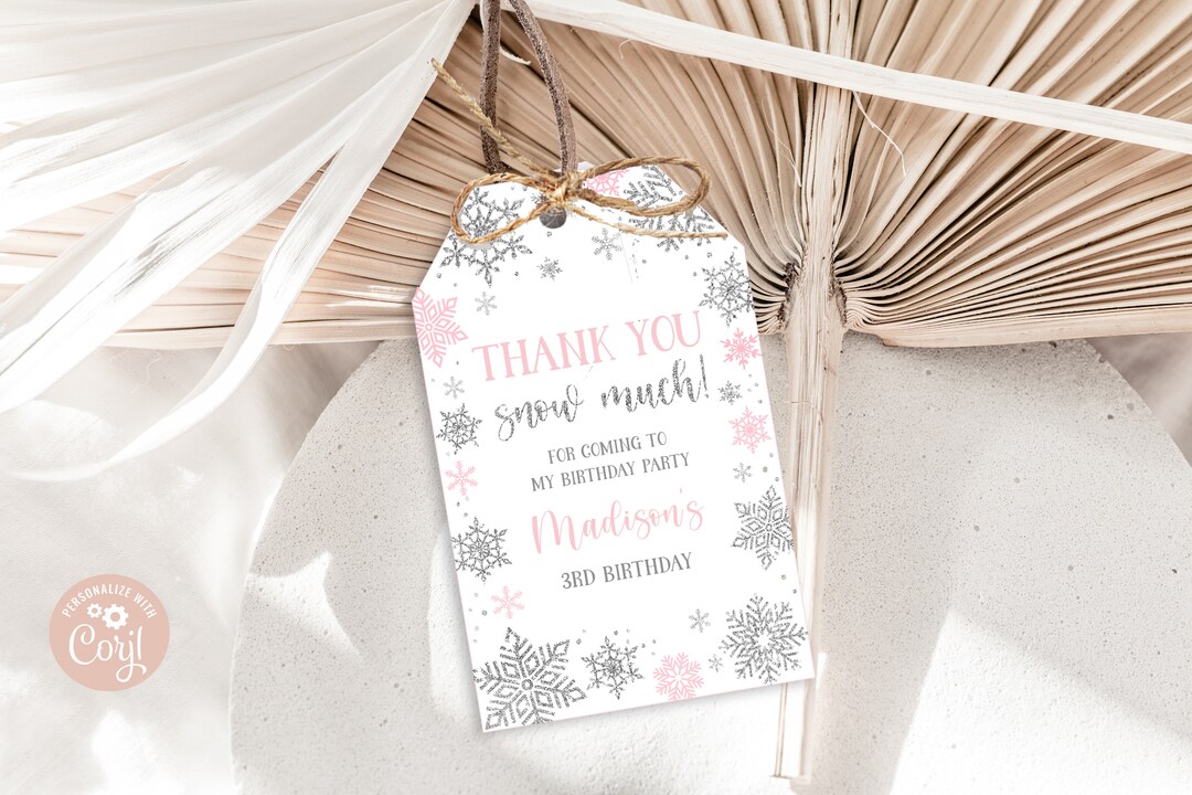 Editable Winter Favor Tags Winter Birthday Gift Tags Winter Snowflakes ...