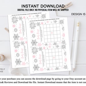 Winter Baby Bingo Game Winter Baby Shower Snowflakes Pink and Silver ...