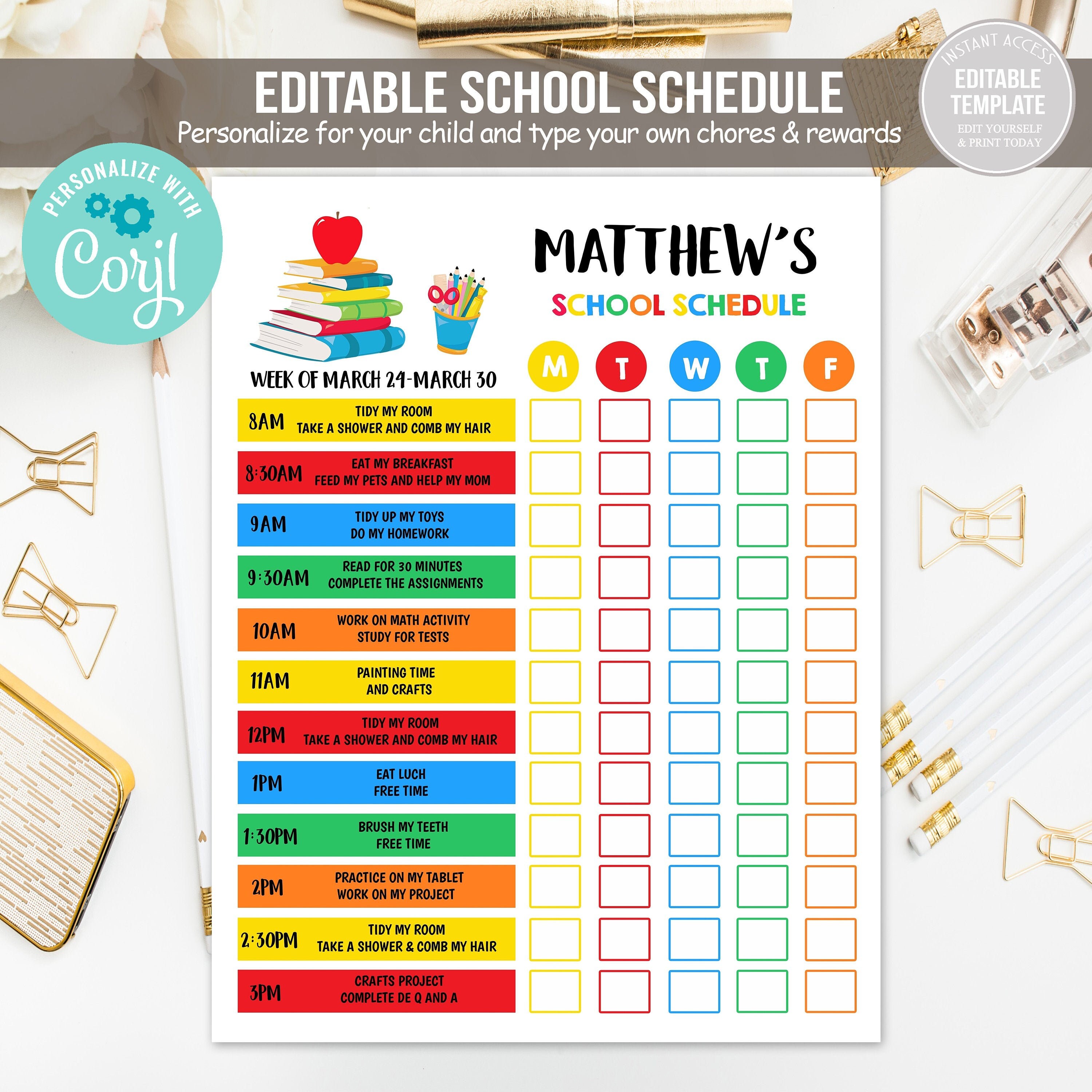 Editable Home School Schedule Homeschool Schedule Daily | Etsy