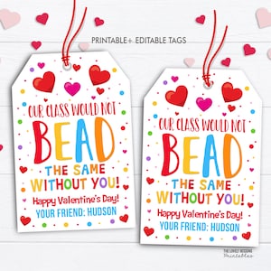 Valentine's Day Gift Tags Will You Bead My Valentine Tag Girl ...