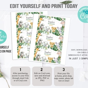 Editable Jungle Gable Box Label Jungle Boy Birthday Gift Box Label ...