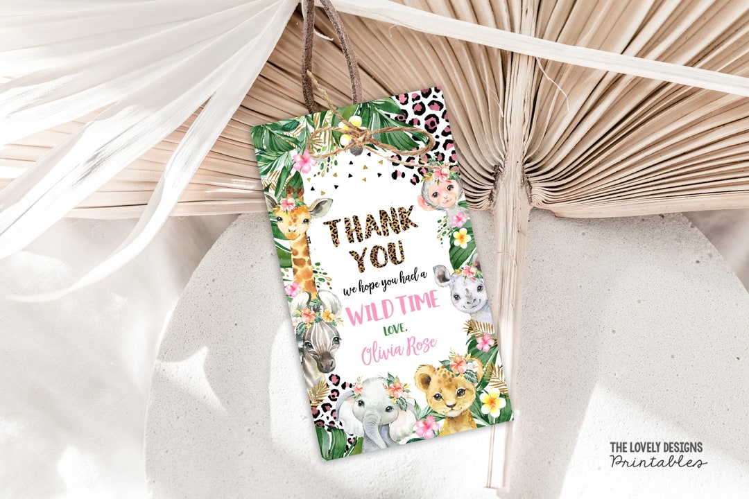 EDITABLE Favor Tag Leopard Print Wild Time Birthday Gift Tags Wild ...