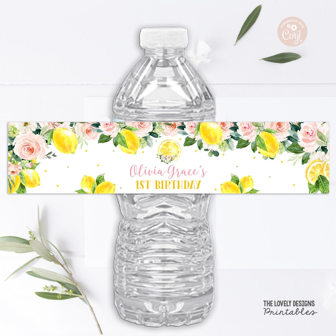 Editable Lemonade Bottle Label Sunshine Lemonade Birthday Water Bottle ...