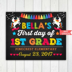 Unicorn First Day of School Chalkboard Sign Rainbow Colors - Etsy