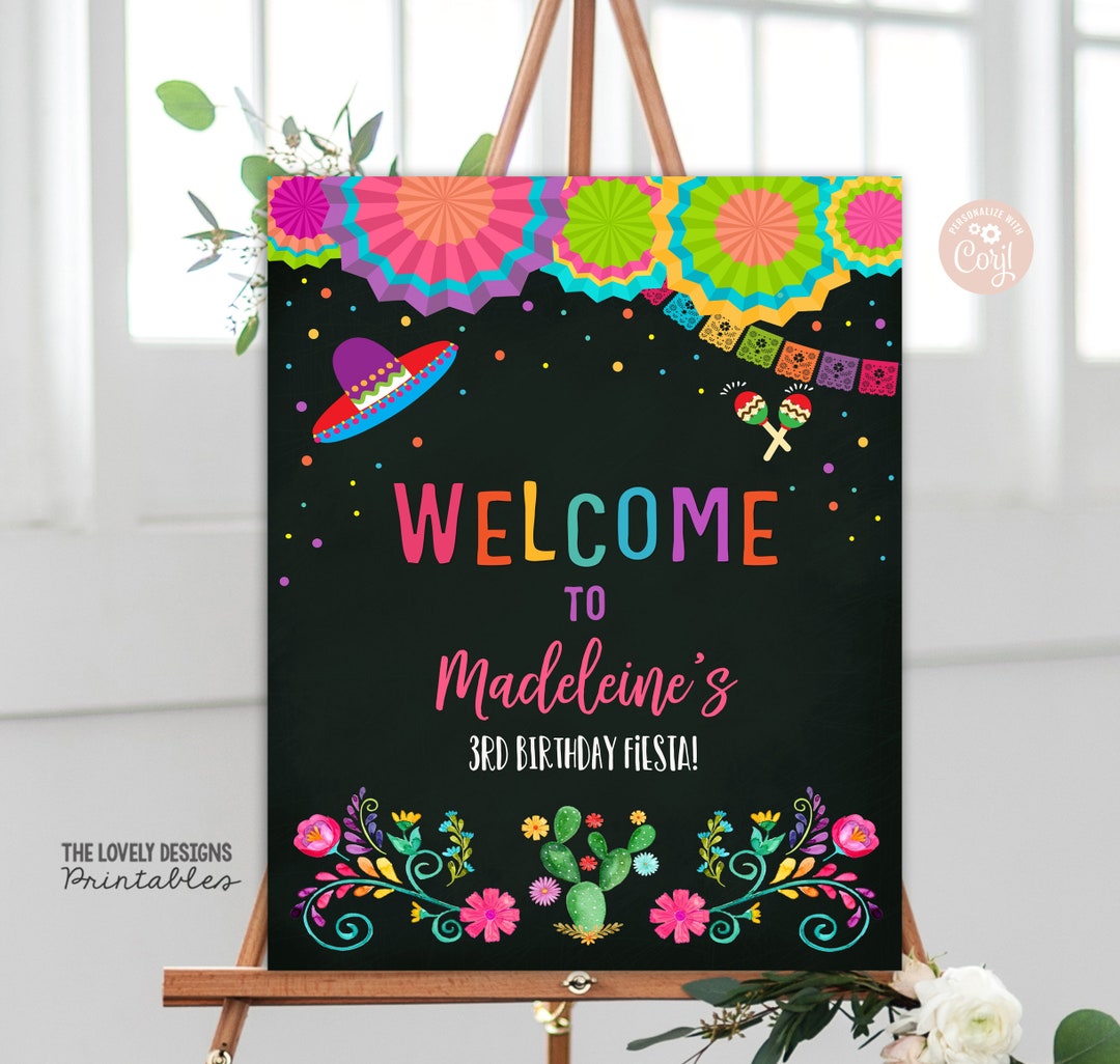 EDITABLE Fiesta Welcome Sign Fiesta Mexican Birthday Chalkboard Sign ...