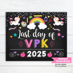 Unicorn Last Day of VPK Sign , Girl Last Day of Vpk Sign INSTANT ...