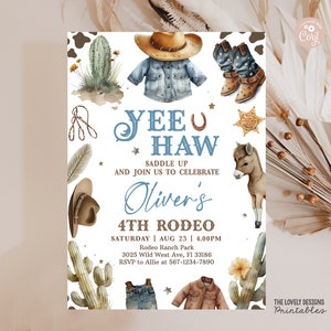 Cowboy Yee Haw Rodeo Invitation Any Age Cowboy Birthday Country Western ...