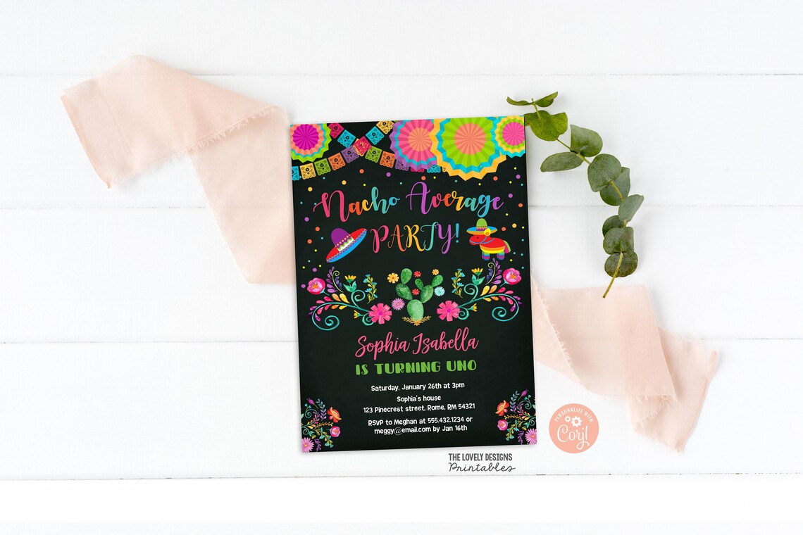 EDITABLE Nacho Average Party Fiesta Invitation Fiesta Birthday - Etsy
