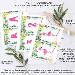 Flamingo Banner Flamingo Birthday A-Z Alphabet Numbers Custom Banner ...