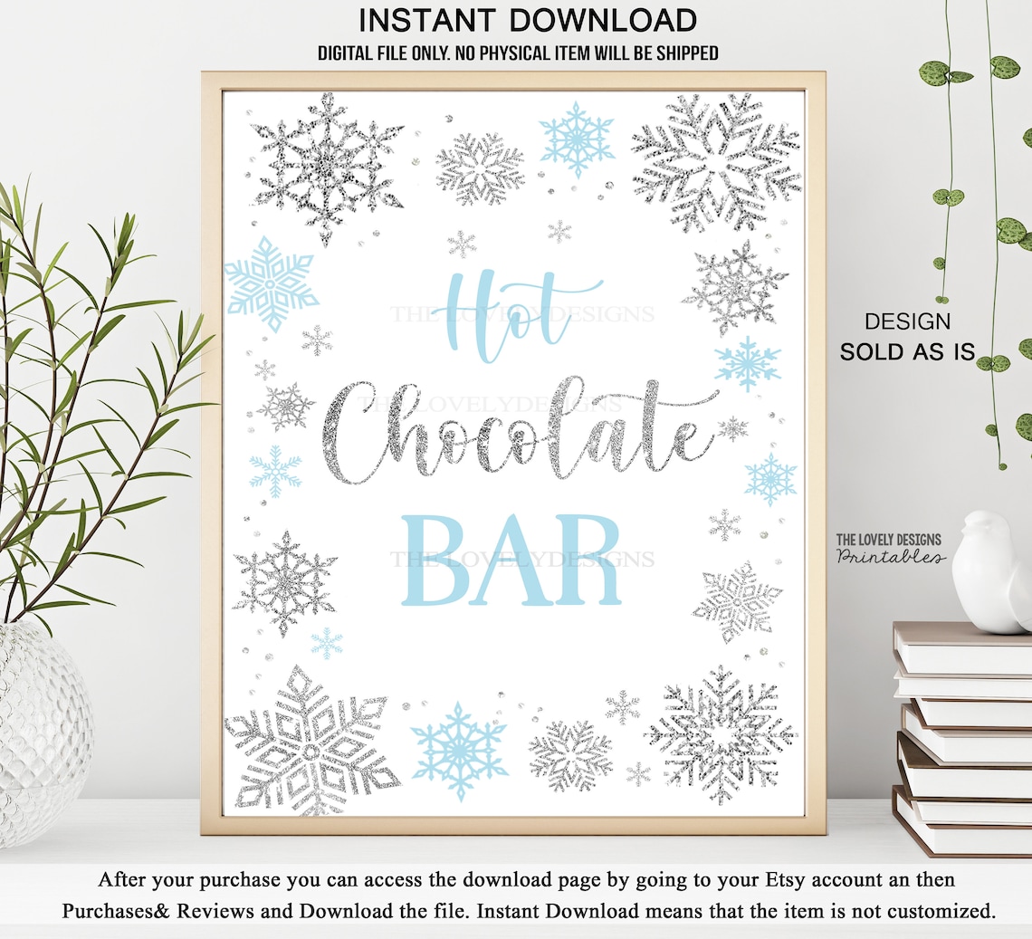Winter Hot Chocolate Bar Sign Winter Wonderland Snowflakes - Etsy