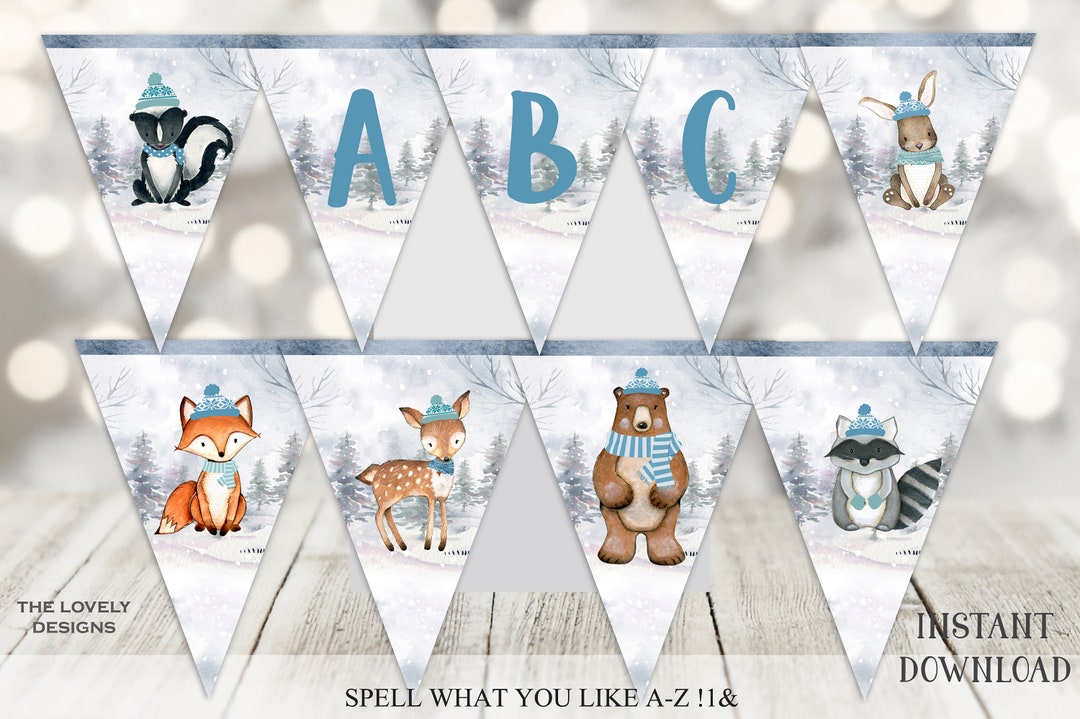 Woodland Winter Banner Woodland Alphabet Banner Woodland Birthday ...