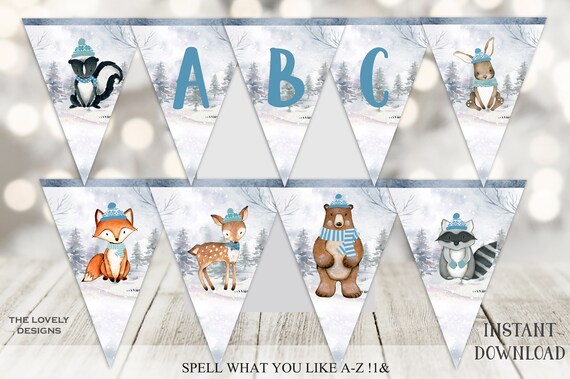 Woodland Winter Banner Woodland Alphabet Banner Woodland | Etsy