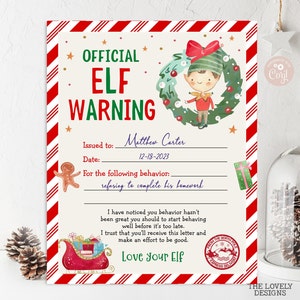 Editable Elf Warning Letter Official Elf Warning Elf Behavior Letter ...
