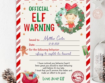 Christmas Elf Warning Letter Printable - Etsy