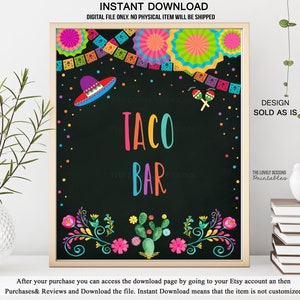 Fiesta Taco Bar Sign Fiesta Birthday Chalkboard Sign Fiesta Mexican ...