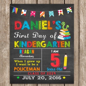 First Day of School Chalkboard Sign, ANY GRADE, Back to School Sign ...