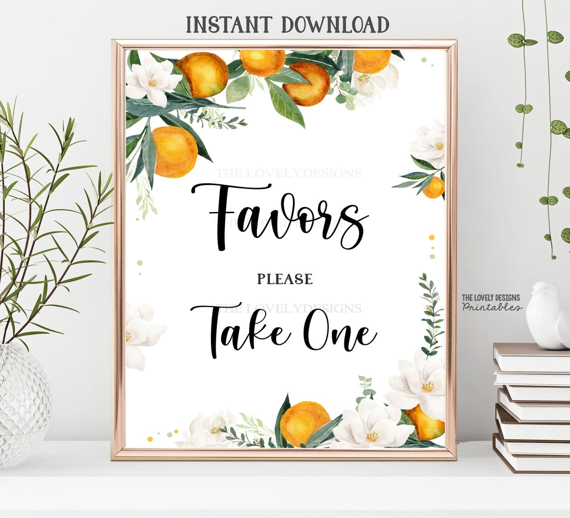 Favors Take One Sign Little Cutie Baby Shower Orange Baby | Etsy