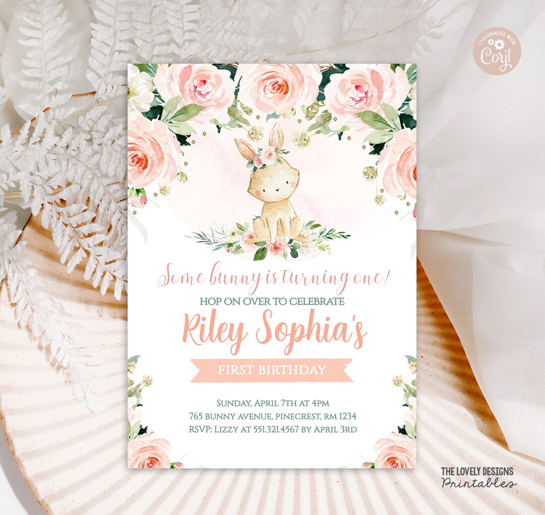 Bunny Birthday Invitation Some Bunny is Turning One Birthday Invitation ...