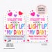 You Light up My Day Valentine Tag, Finger Lights Valentine Glow Stick ...
