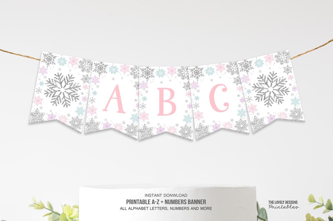 Winter Banner A-Z Alphabet Numbers Winter Snowflakes Bunting Banner ...