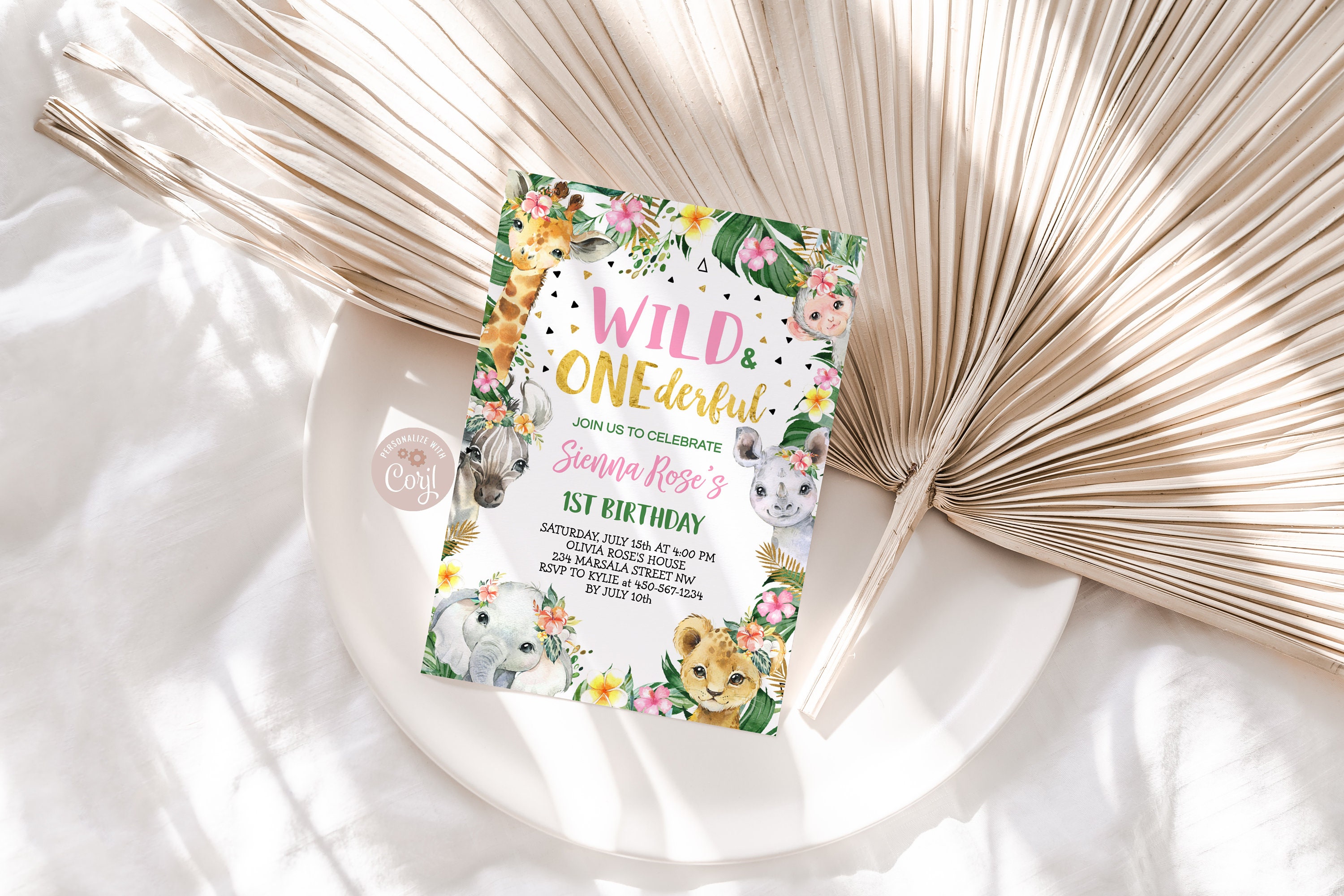 Wild and Onederful Invitation Girl Wild ONE Jungle Birthday | Etsy