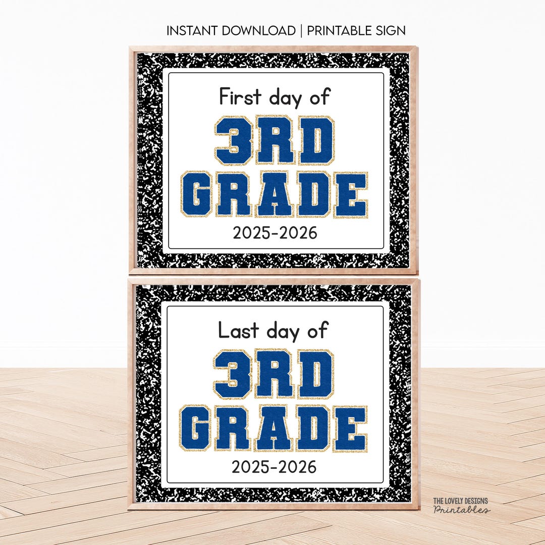 First Day and Last Day of 3rd Grade Chalkboard Sign Set, First Day of ...