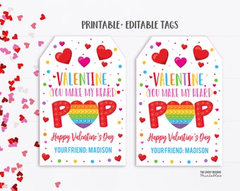 You Make My Heart Pop - Pop It Printable Gift Tag for Kids, DIY Gift ...