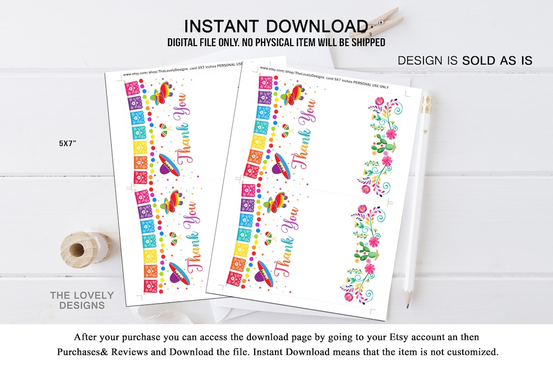 Fiesta Piñata Thank You Notes Pinata Fiesta Birthday Party - Etsy