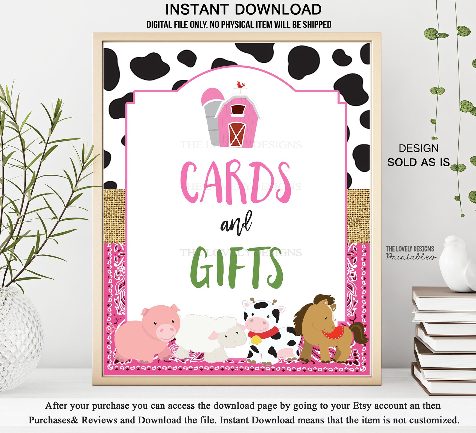 Farm Cards and Gifts Sign Farm Girl Birthday Table Sign Farm - Etsy