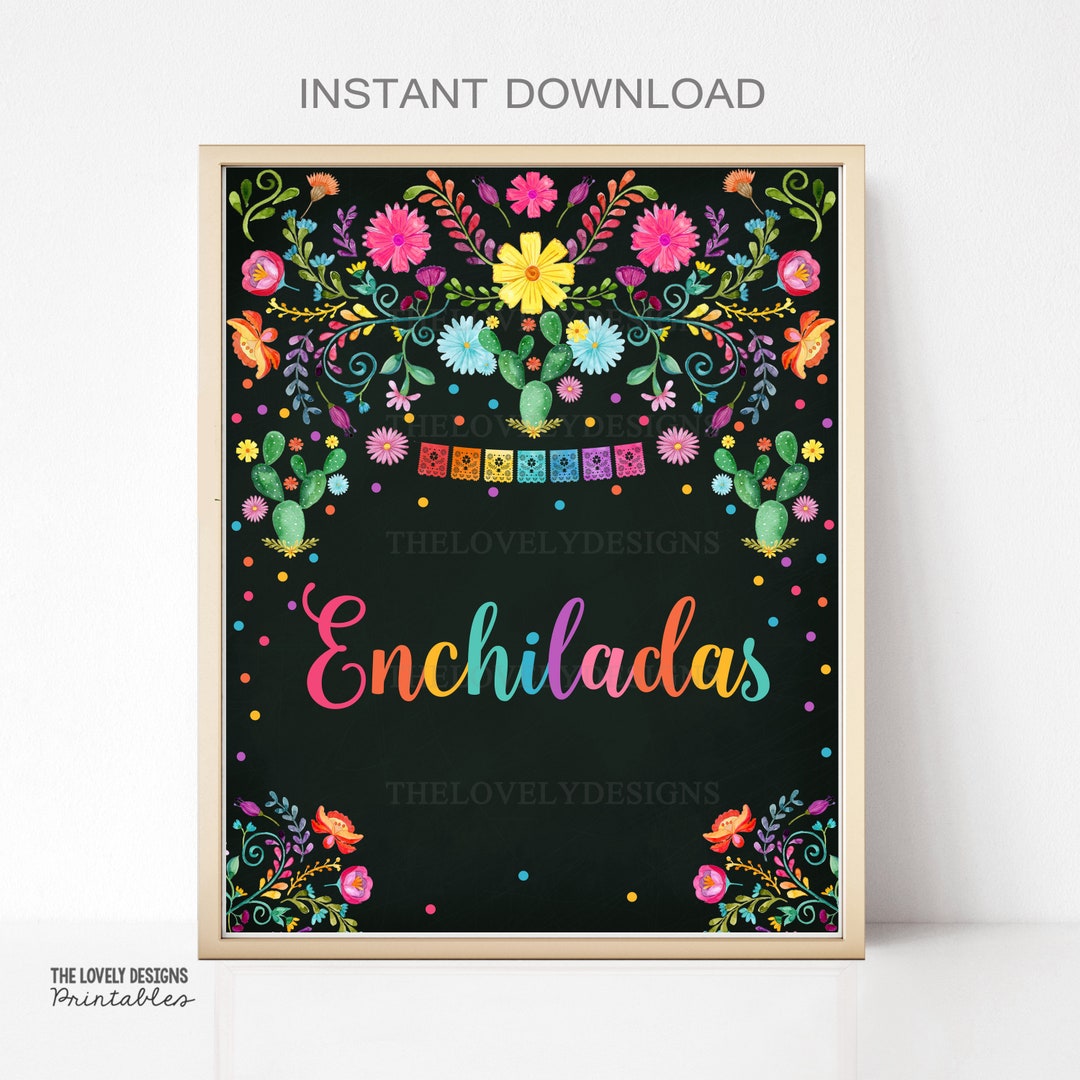 Fiesta Enchiladas Sign Fiesta Birthday Chalkboard Sign Fiesta Mexican ...