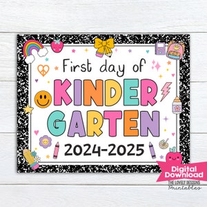 First Day of Kindergarten Sign Printable Back to School Sign Board ...