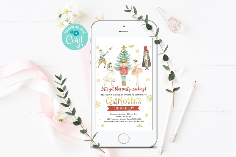 Editable Nutcracker Birthday Invitation Sugar Plum Fairy Etsy
