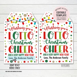 Christmas Wishing You a Lotto Cheer Gift Tag Holiday Lotto Tags Lottery ...