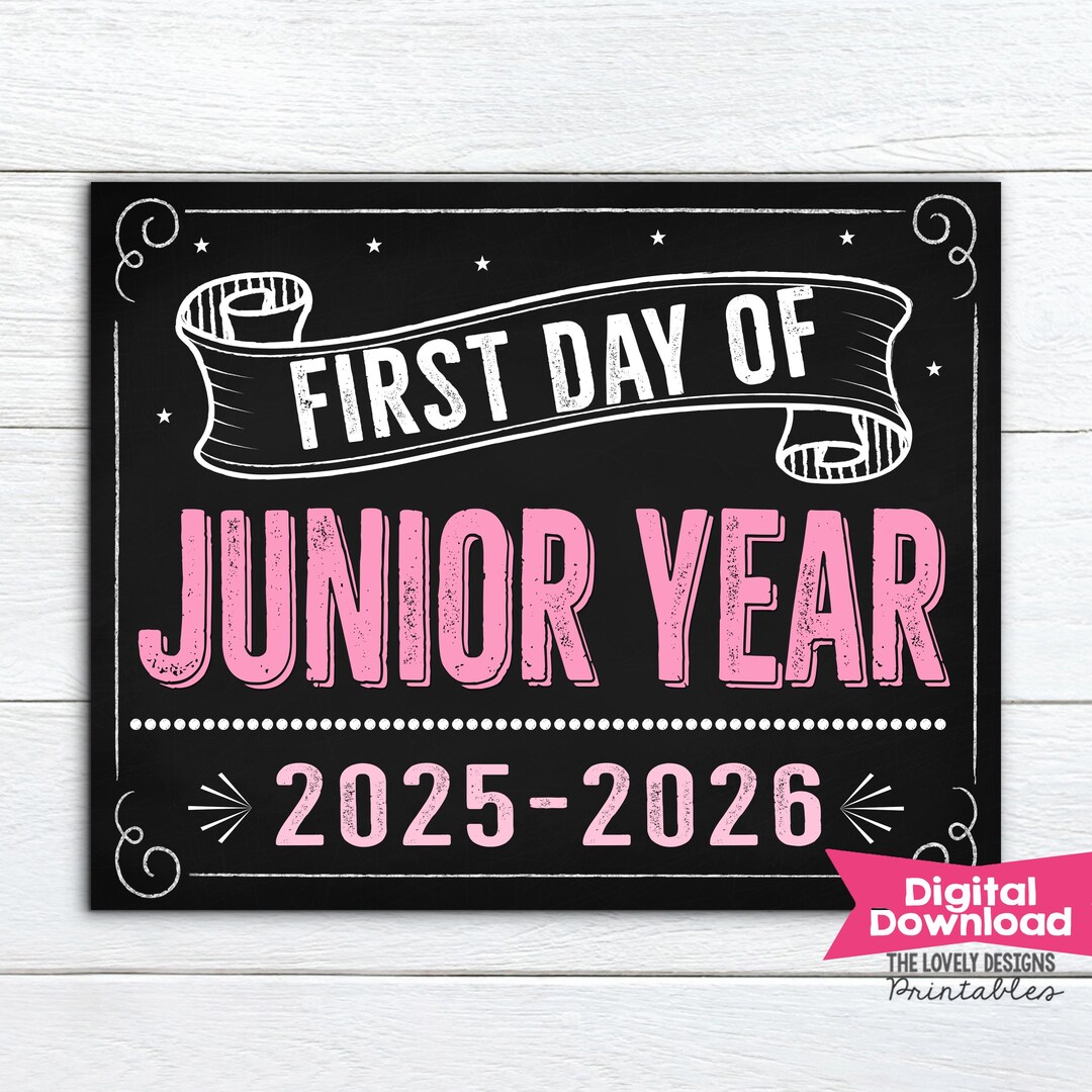 First Day of Junior Year Sign, Girl First Day of 11th Grade Class of ...