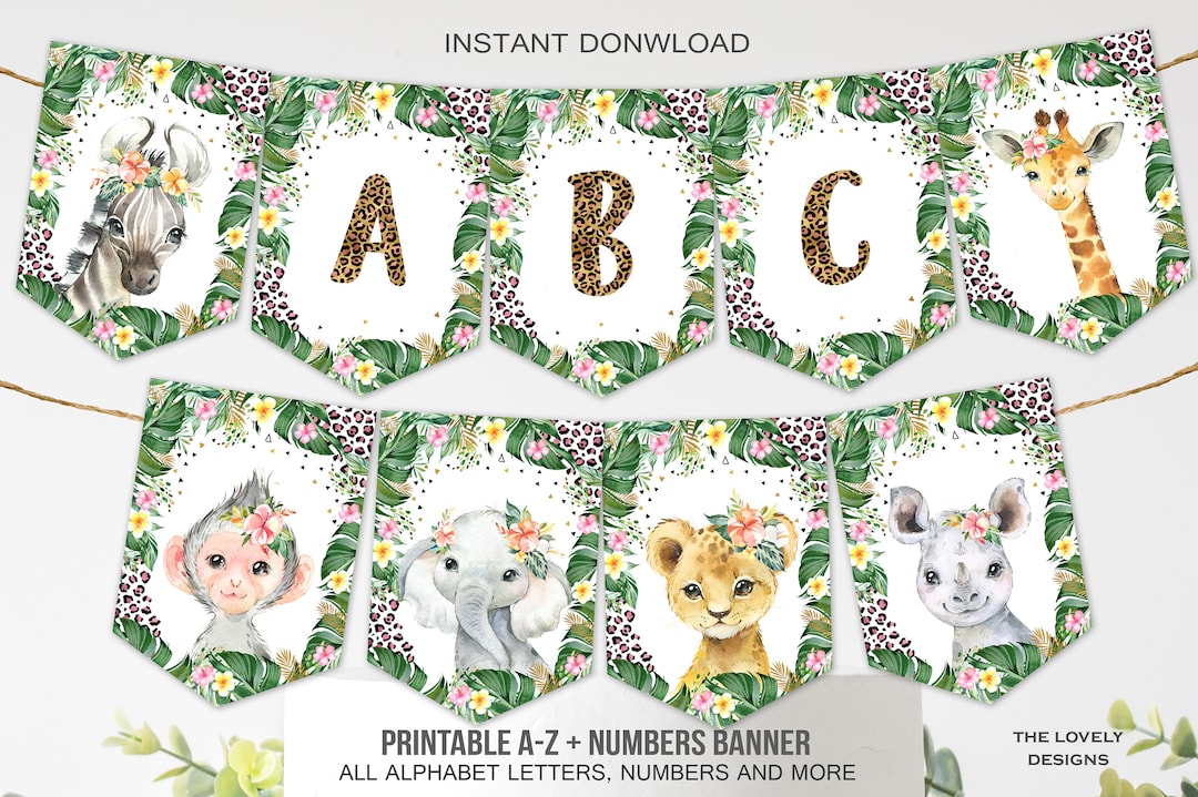 Leopard Print Banner A-Z Alphabet Numbers Leopard Print Birthday ...