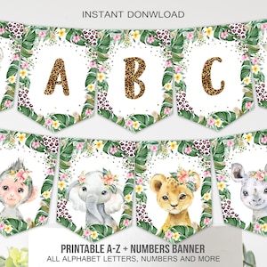Leopard Print Banner A-Z Alphabet Numbers Leopard Print Birthday ...