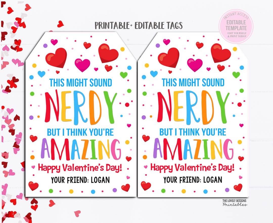 This Might Sound Nerdy Valentine Gift Tag, Nerdy Valentine Candy Gift ...