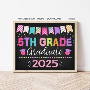Girl 5TH Grade GRADUATION Sign, Elementary School Graduate,last Day of ...