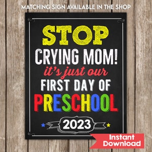 First Day of PRESCHOOL Chalkboard Sign 8x10, INSTANT DOWNLOAD Photo ...